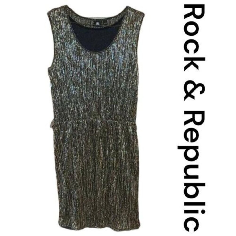Rock & Republic Medium Modern Gold Flapper Dress - Gem